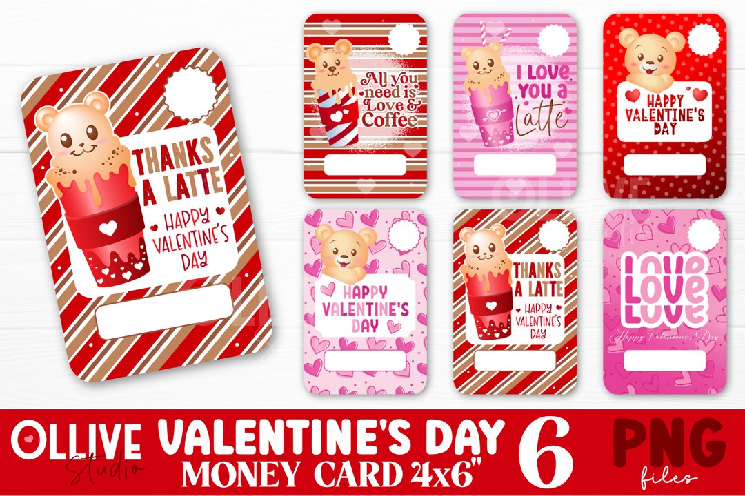 Valentine's Day Money Card 4x6" PNG Bundle - Etsy