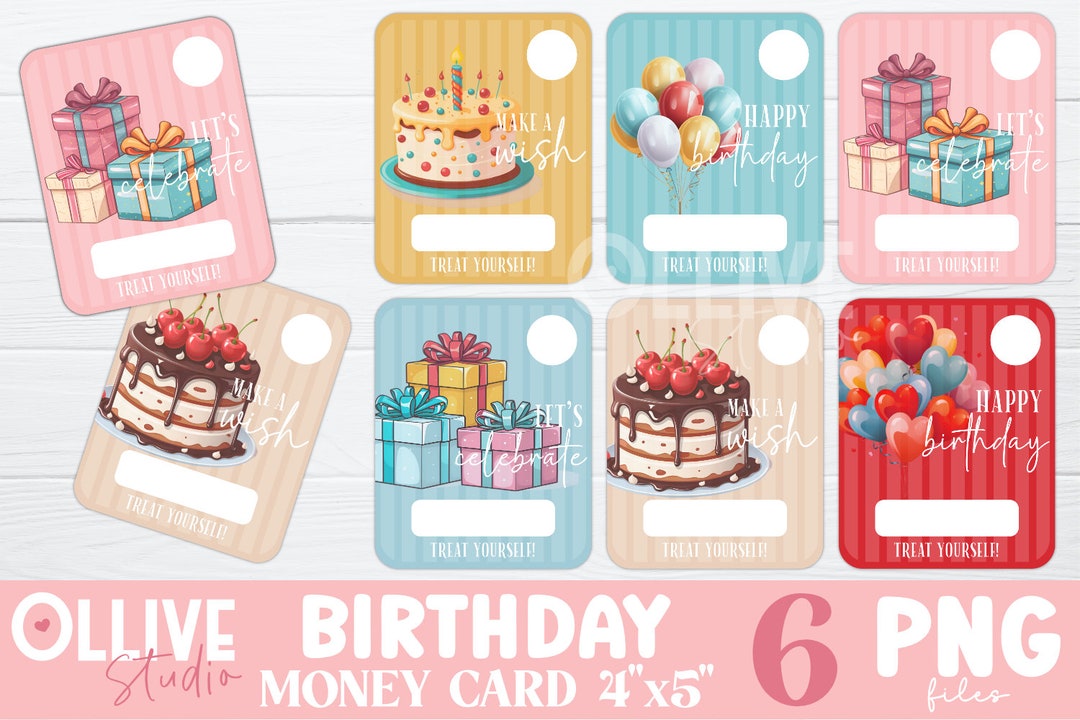 Birthday Money Card PNG Bundle | Printable Money Card PNG - Etsy