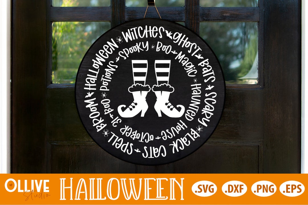Halloween Witch Round SVG - Etsy