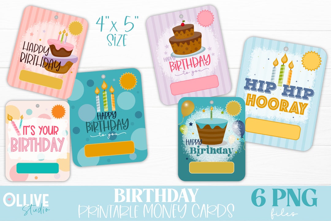 Birthday Money Card PNG Bundle | Printable Money Card PNG - Etsy
