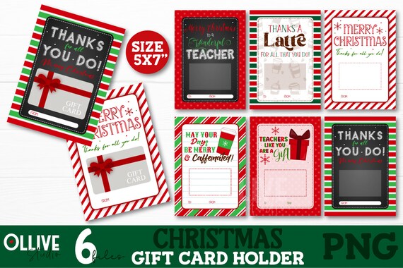 Christmas Teacher Gift Card Holder PNG Bundle - Etsy