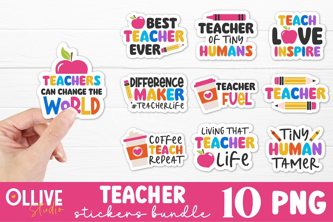 Teacher Stickers PNG | 10 Printable Stickers PNG - Etsy