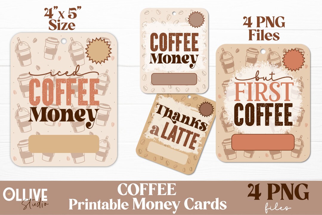Coffee Money Card Bundle | Money Card PNG - Etsy