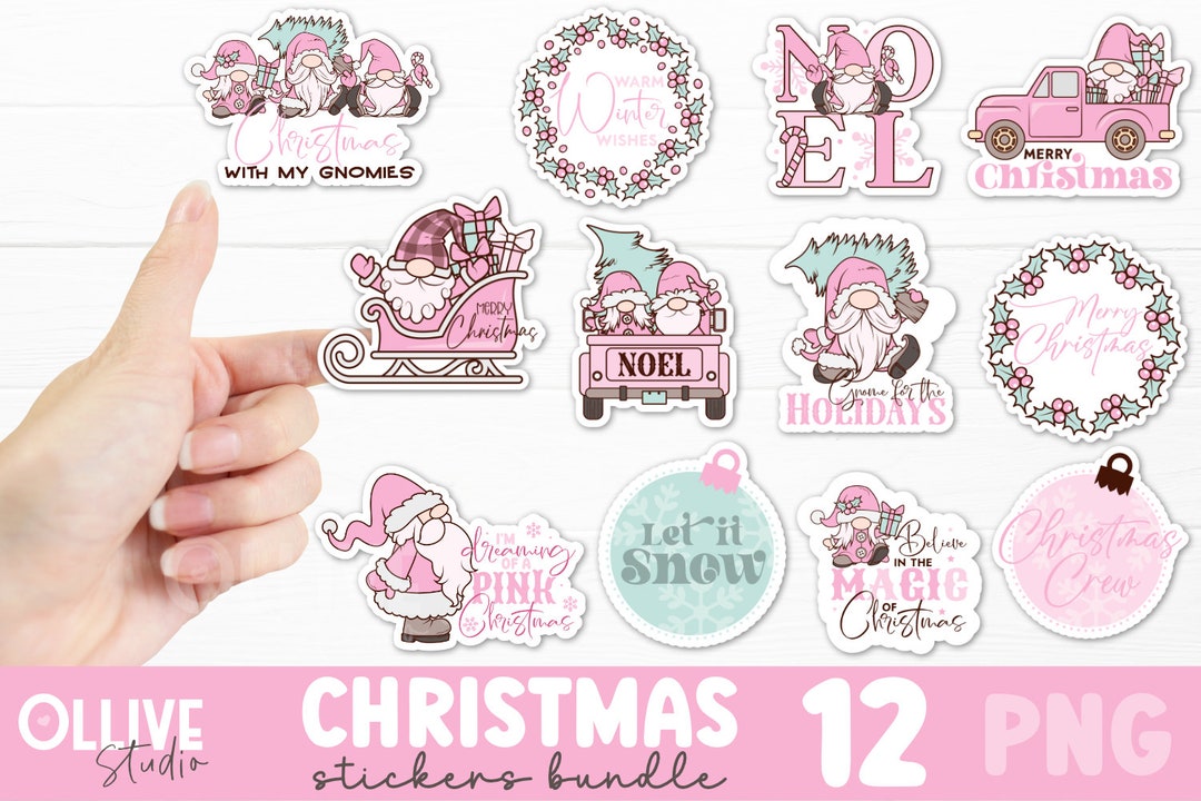 Christmas Pink Stickers PNG Bundle - Etsy