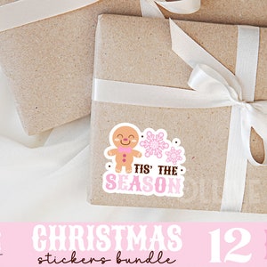 Pink Christmas Stickers PNG Bundle - Etsy
