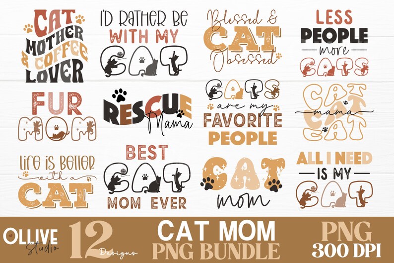 Cat Mom PNG Sublimation Bundle Cat Mom PNG - Etsy