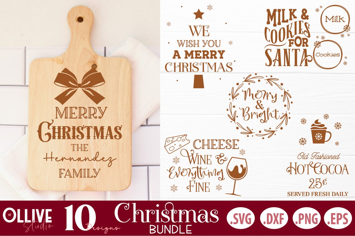 Cutting Board Christmas Quotes SVG Bundle - Etsy