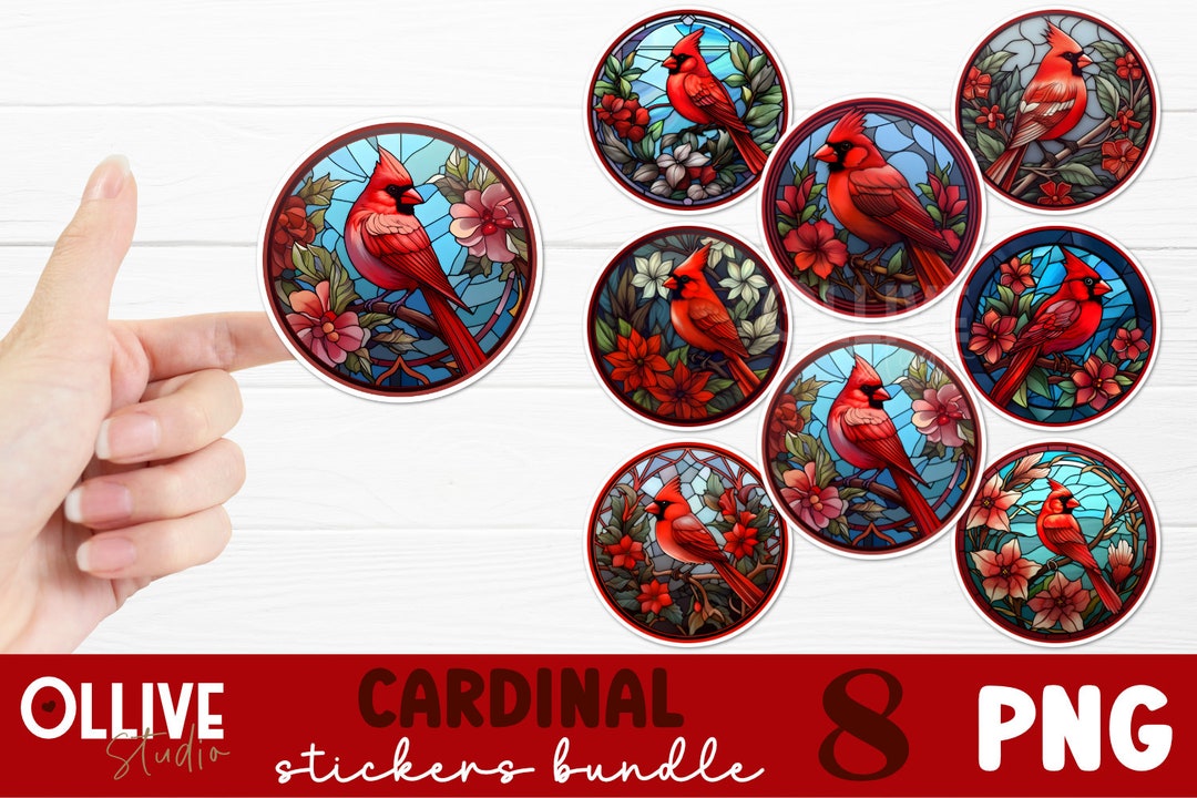Stained Glass Cardinal PNG Stickers | Cardinal Stickers PNG - Etsy