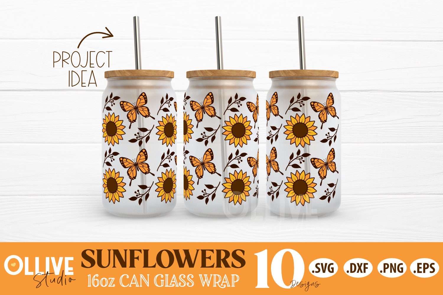 Sunflowers 16oz Can Glass Wrap SVG Bundle | Sunflower SVG - Etsy