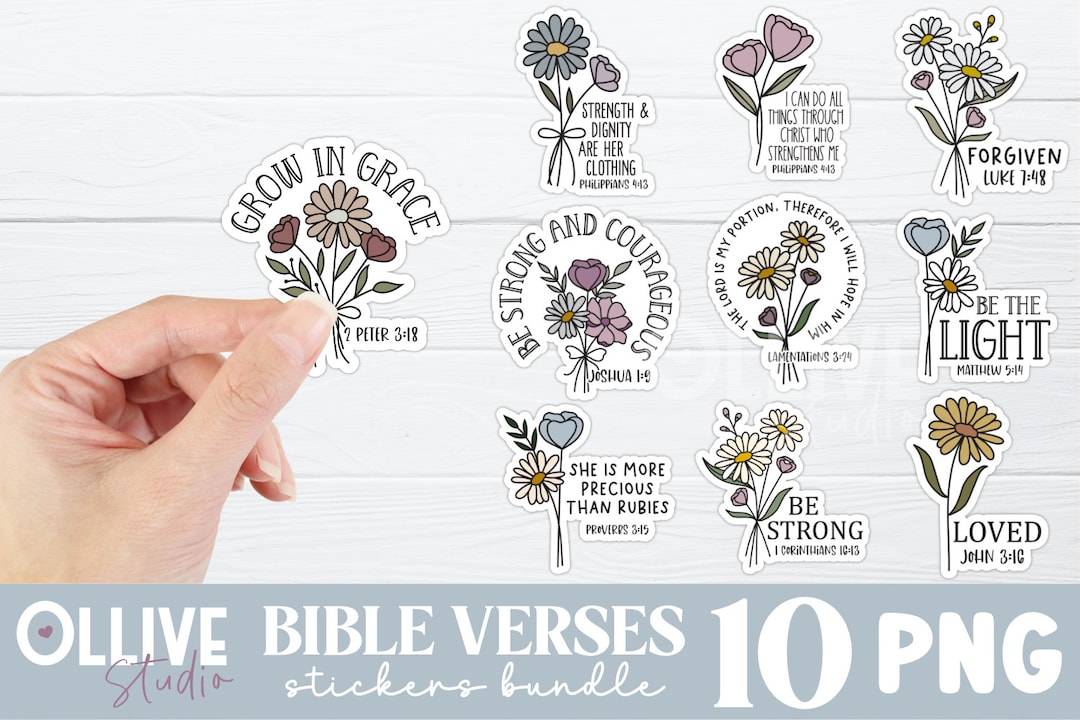 Women Bible Verse Floral Stickers PNG Bundle - Etsy