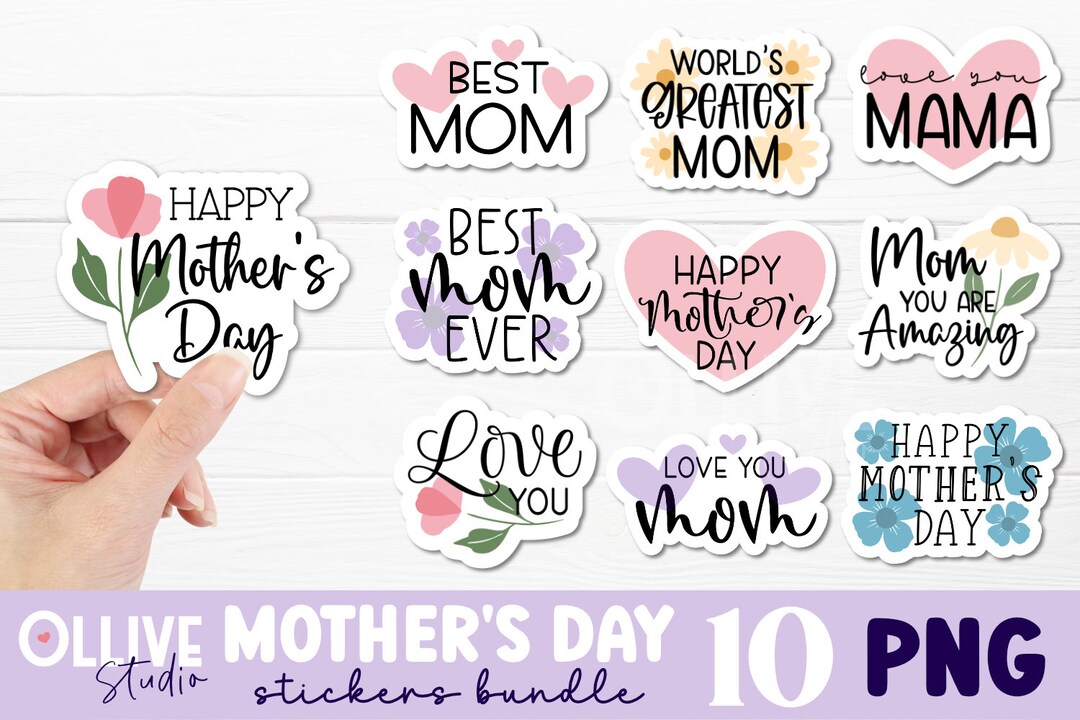 Mother's Day Stickers PNG Bundle - Etsy