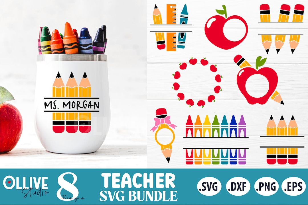 Teacher Split Monogram SVG Bundle | School Monogram SVG - Etsy