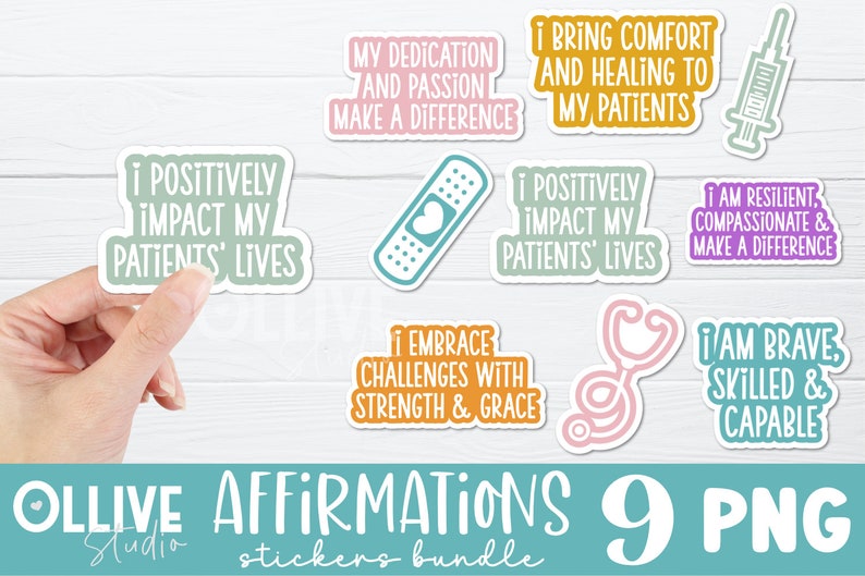 Daily Affirmations Nurse Stickers PNG Bundle - Etsy
