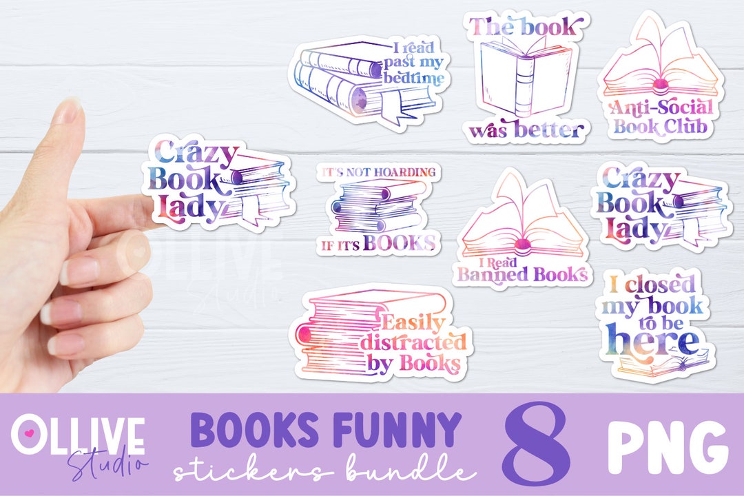 Reading Stickers PNG Bundle | Books Funny Stickers PNG - Etsy