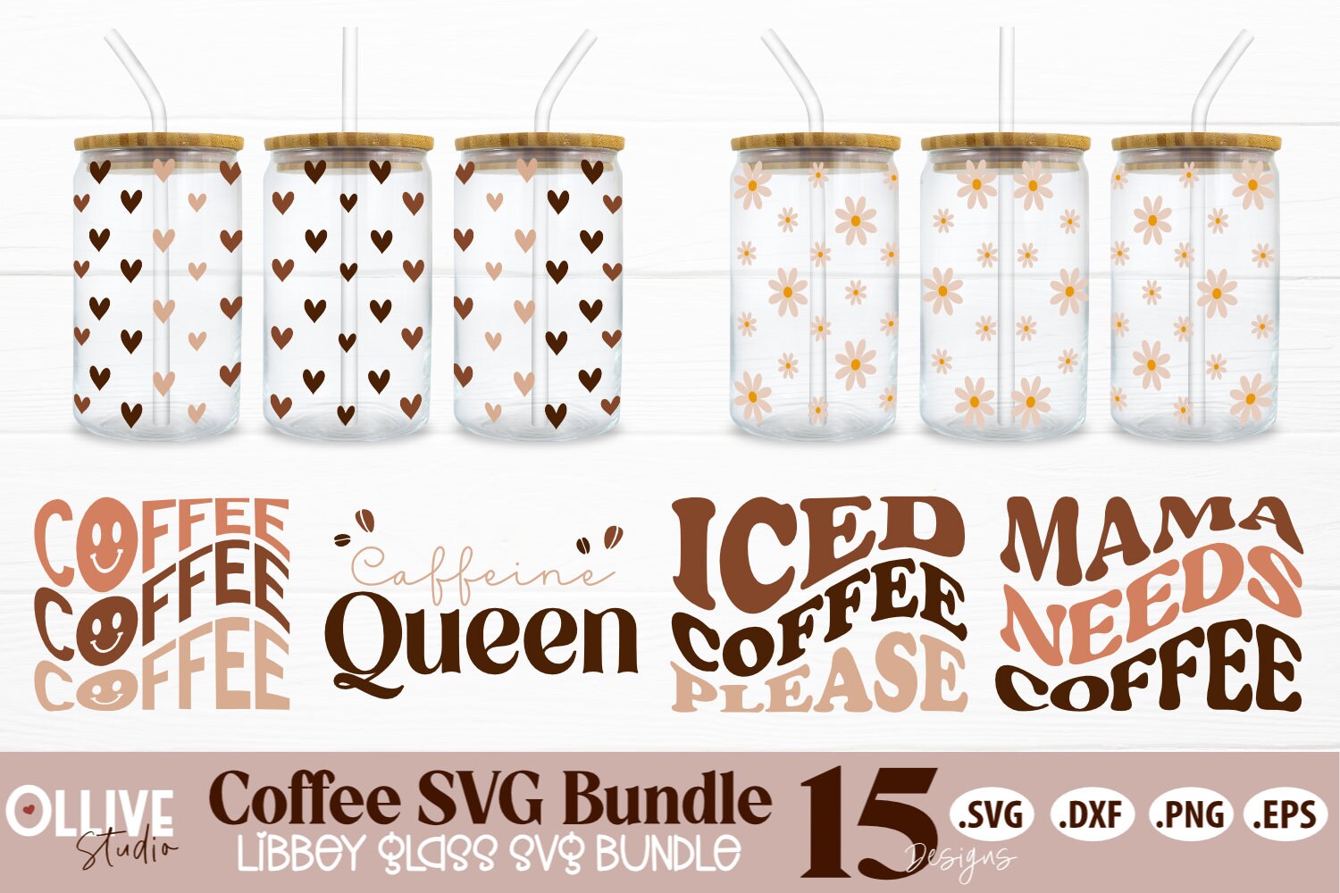 Iced Coffee Libbey Can Glass SVG Bundle | Coffee SVG Bundle - Etsy