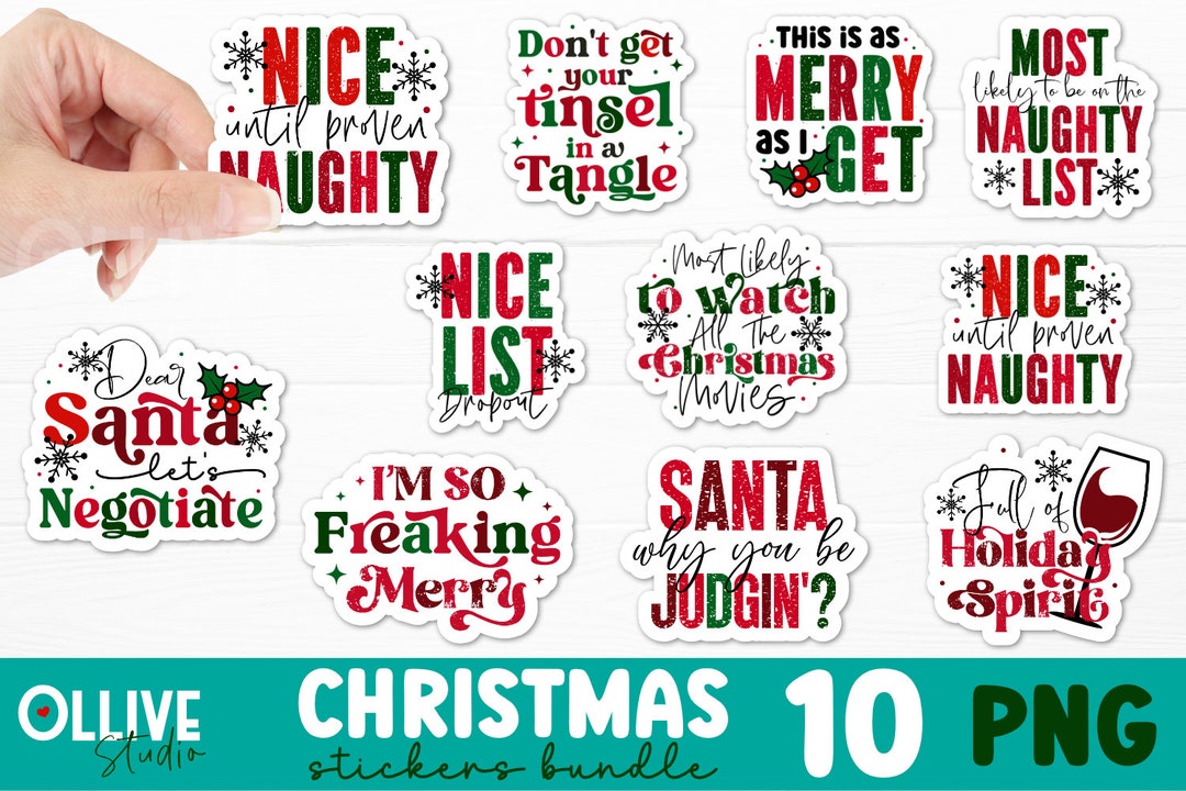 Funny Christmas Stickers PNG Bundle - Etsy