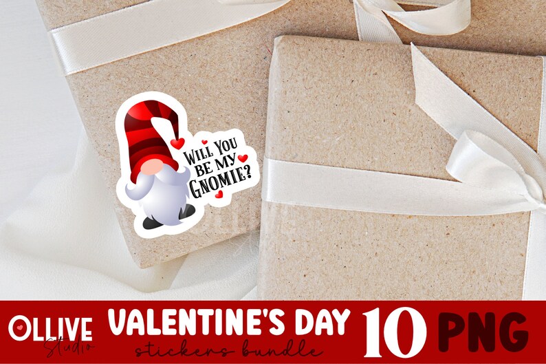 Valentine's Day Gnome Stickers PNG Bundle - Etsy