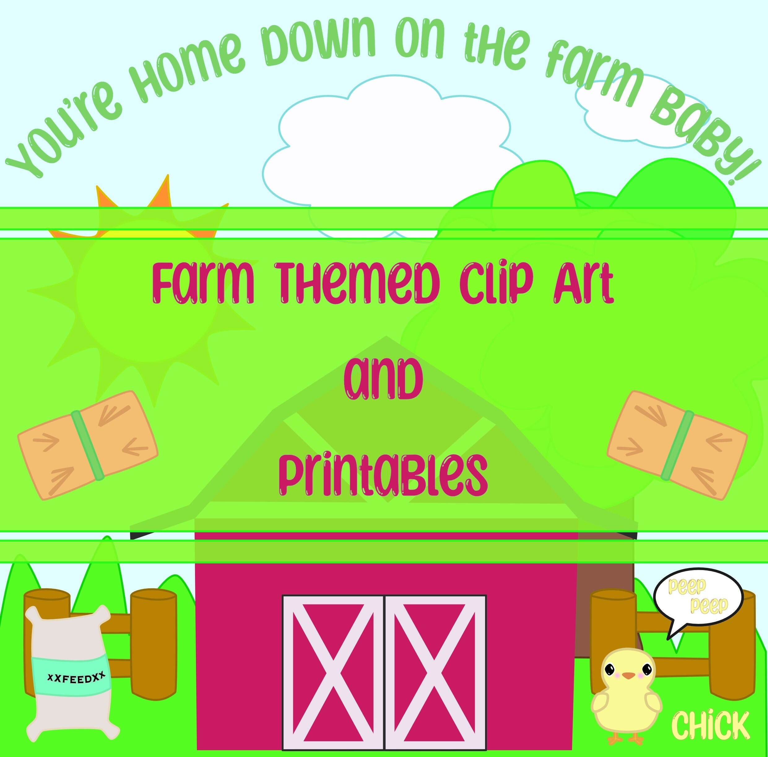 Farm Themed Clip Art and Printables-commercial License - Etsy
