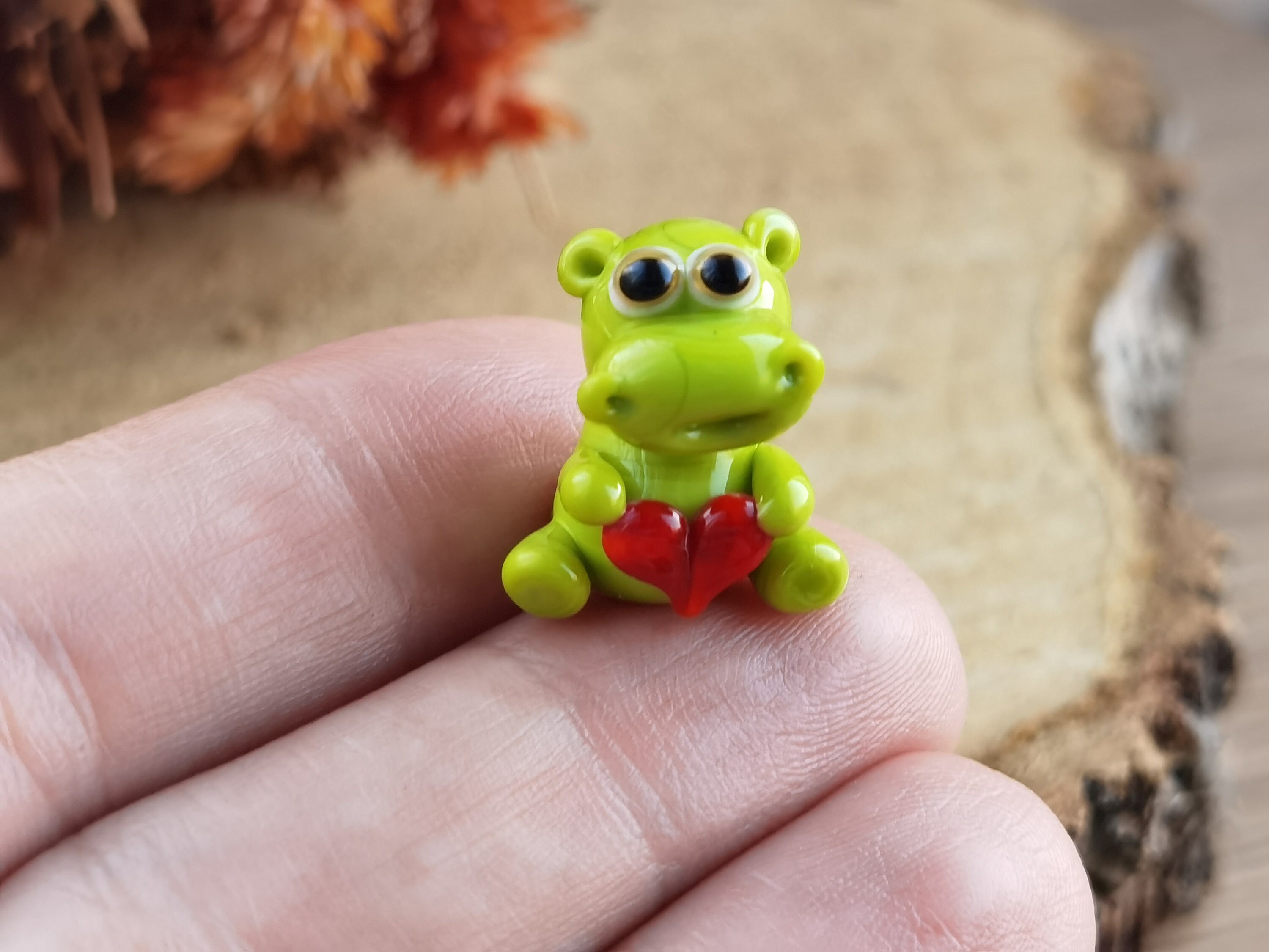 GLASS FIGURINES Miniature Hippo Figurine Glass Hippo Ornaments Hippo ...