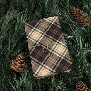 Plaid Tartan Tan Black & Red Wrapping Paper 20 X 30 NEW - Etsy