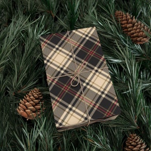 Plaid Tartan Tan Black & Red Wrapping Paper 20 X 30 NEW - Etsy