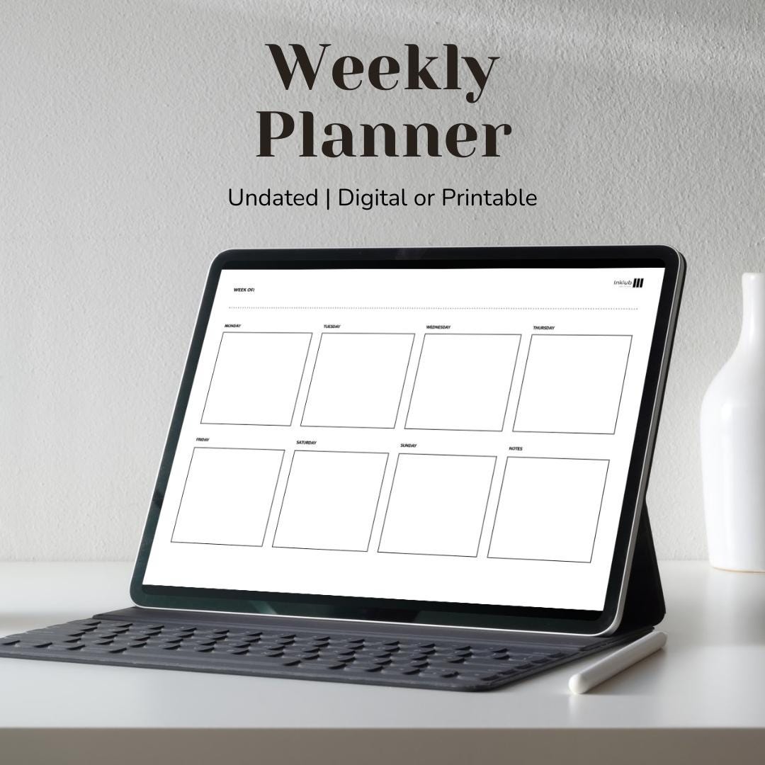 Digital Weekly Planner Printable Weekly Planner Single Sheet Weekly ...