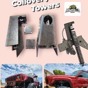 Front Coilover Towers for Jeep Cherokee XJ 12" 14" or 16" Air Shock ...