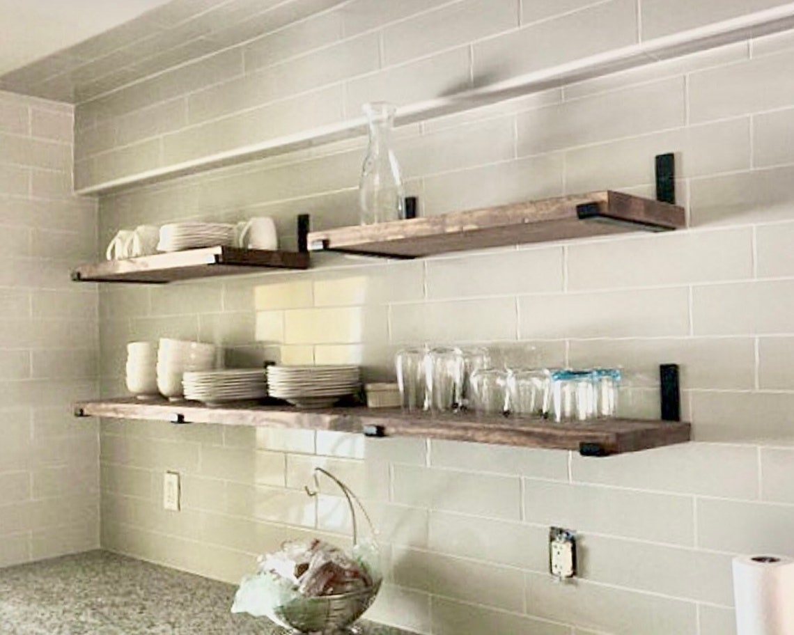 Natural Color Floating Shelves Minimalist Mid Century Contemporary ...