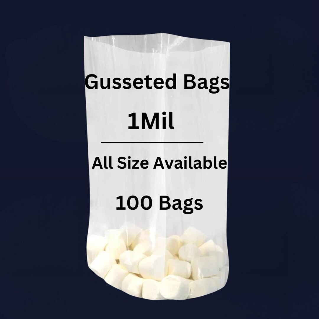 100 Count 1mil Expandable Gusseted Poly Bags Polyethylene Multiple ...