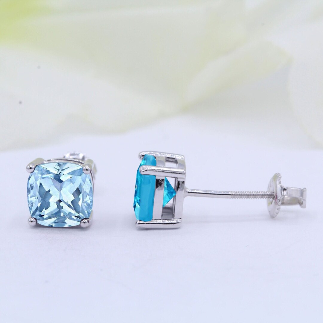 4mm 5mm 6mm 7mm 8mm Cushion Stud Screw Back 925 Sterling Silver ...