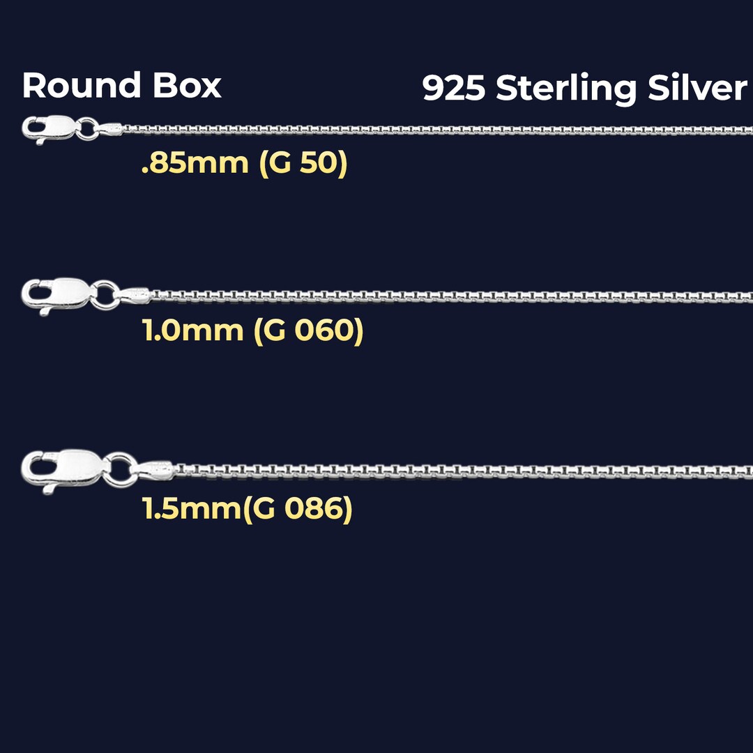 925 Sterling Silver Round Box Chain, Silver Italian Chain Silver Box ...