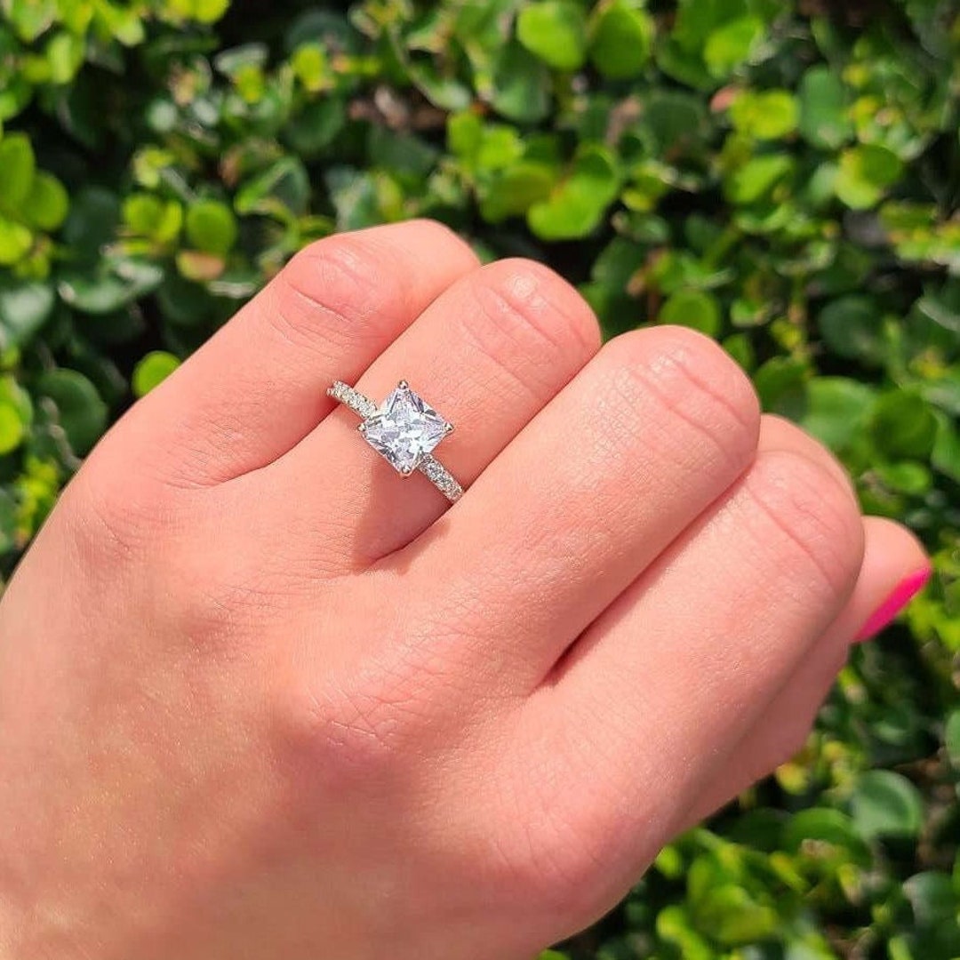 Cushion Cut Art Deco Vintage Ring Bridal Band Diamond Simulated Wedding ...