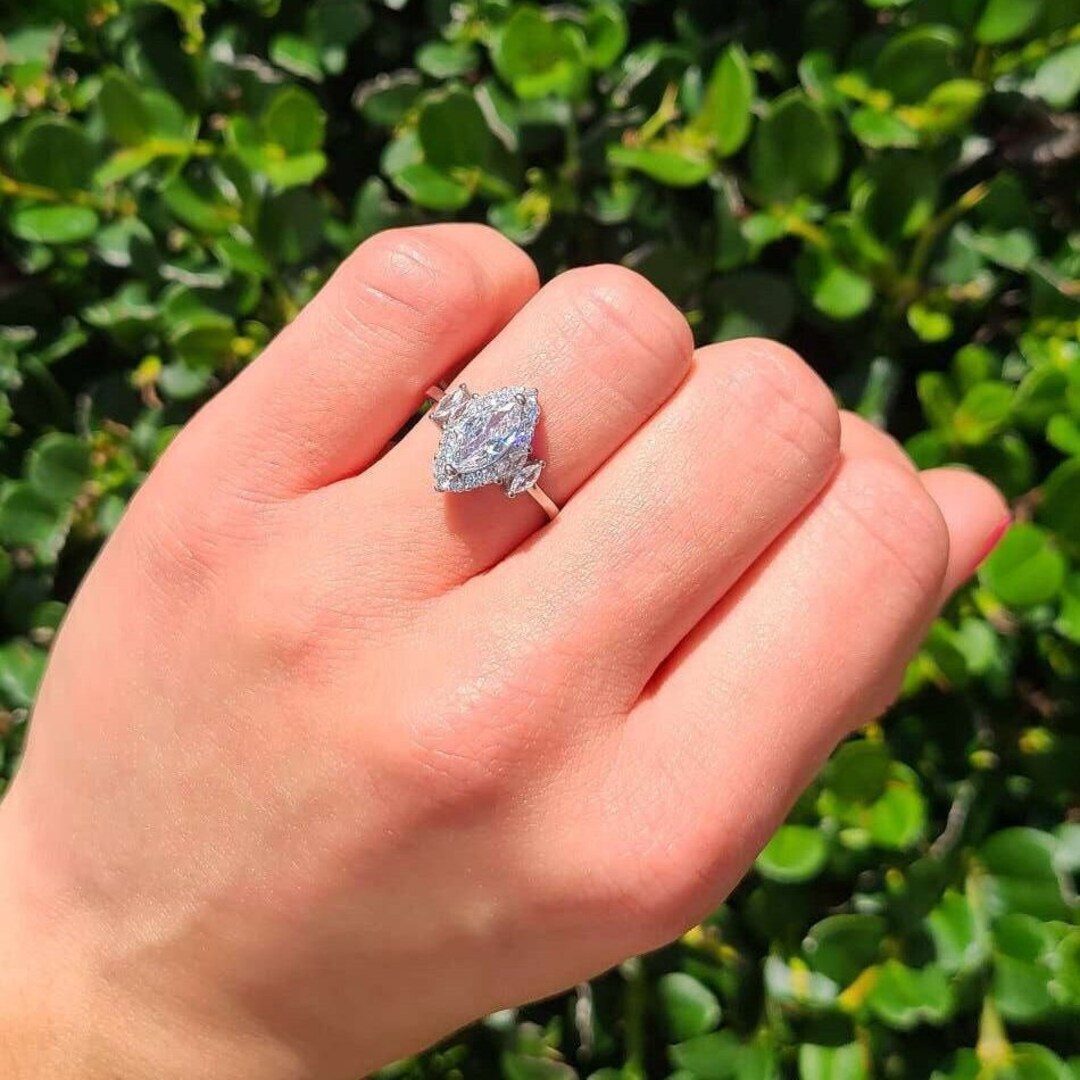 Vintage Marquise 0.95CT Ring Bridal Band Diamond Simulated Wedding ...