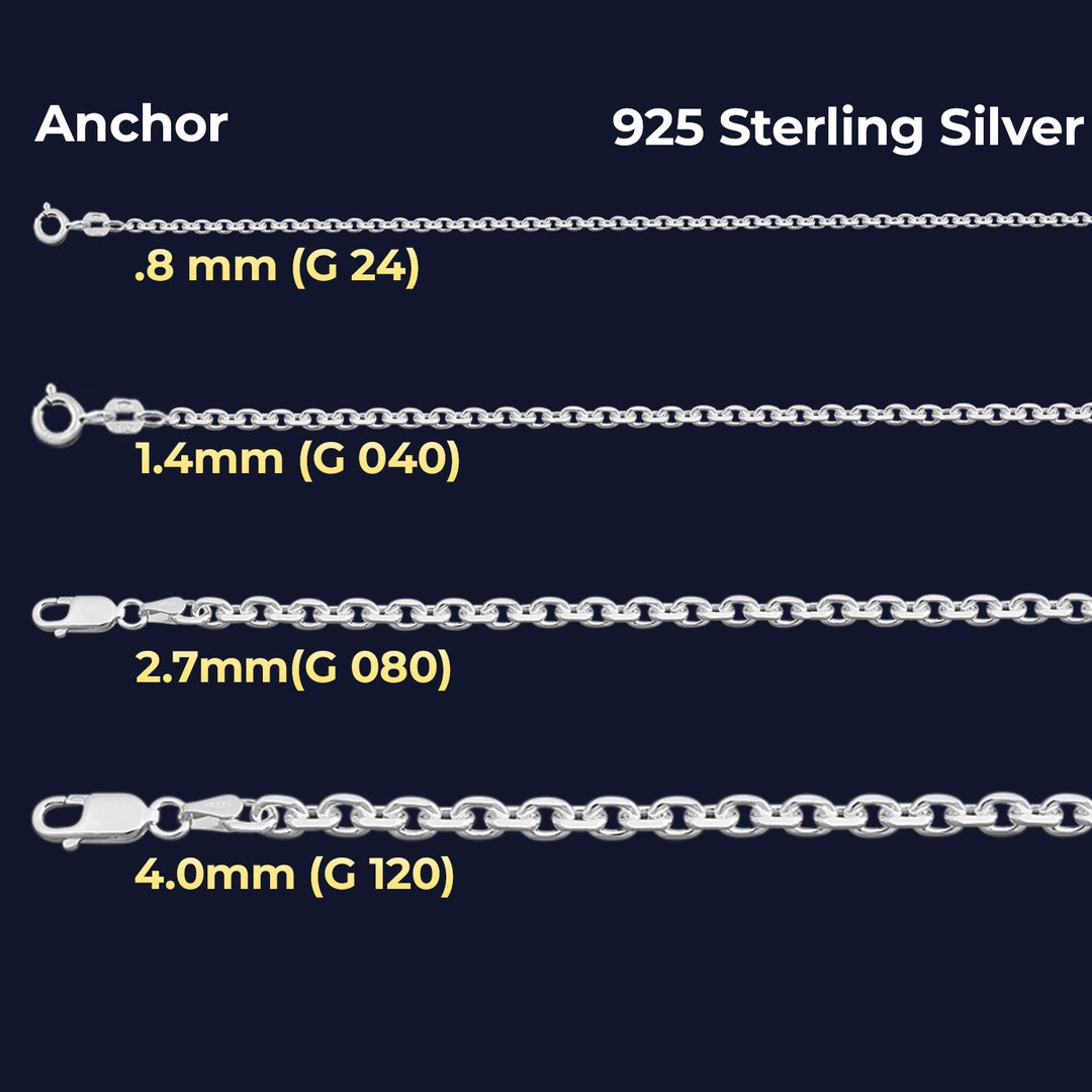 925 Sterling Silver Anchor Cable Chain, Silver Italian Dainty Chain ...