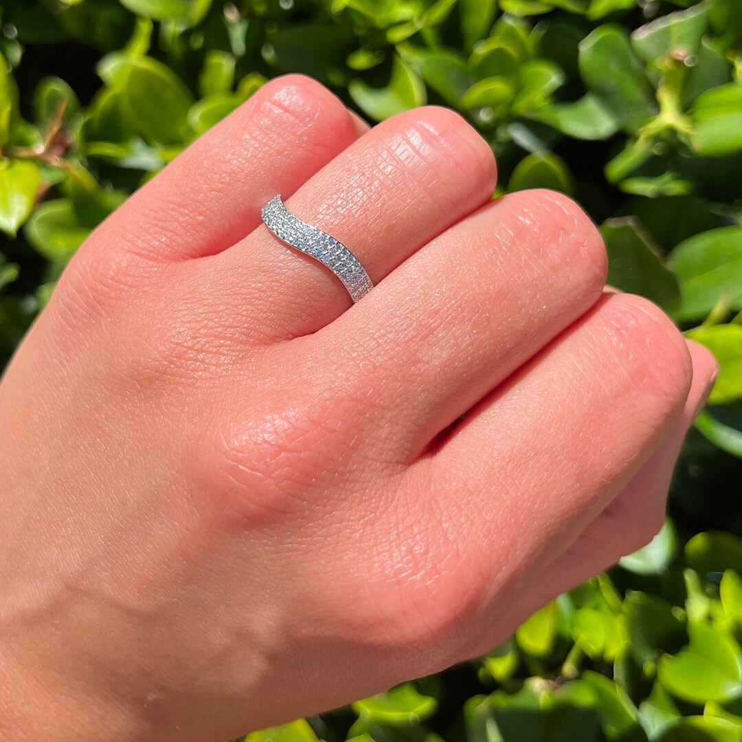 Half Eternity Curved Thumb Ring Bridal Band Simulated Diamond Round ...