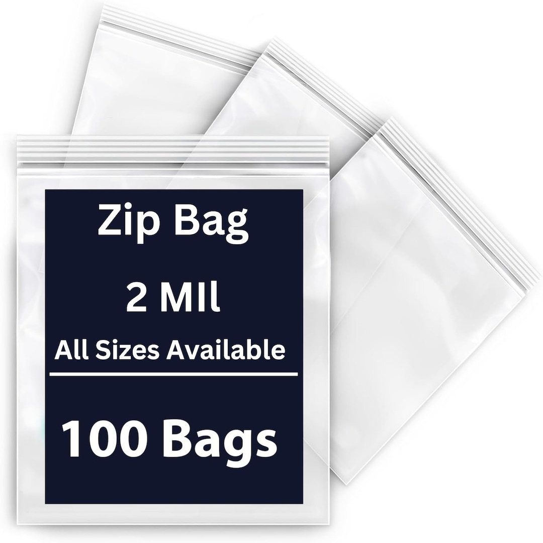 100 Count Reclosable 2 Mil Plastic Zip Bags: Clear Poly Zipper Baggies ...