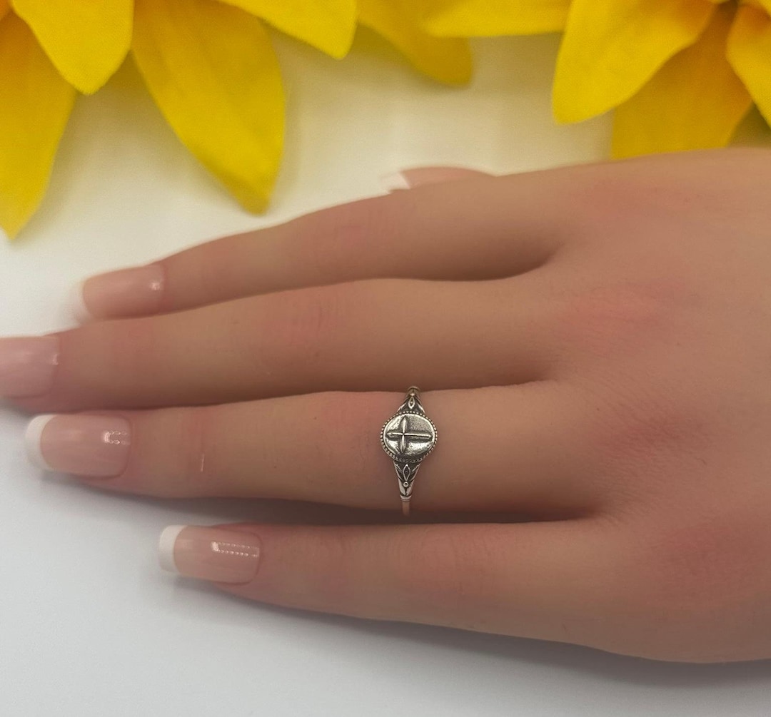 9mm Oxidized Sterling Silver Cross Thumb Ring - Etsy