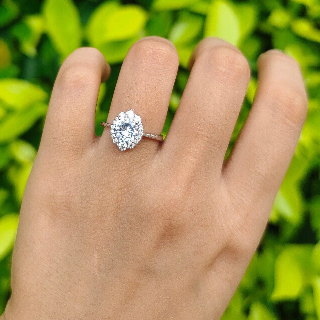 14K Solid Gold Halo Vintage Round Bridal Ring 1.28CT Women Round Shape ...