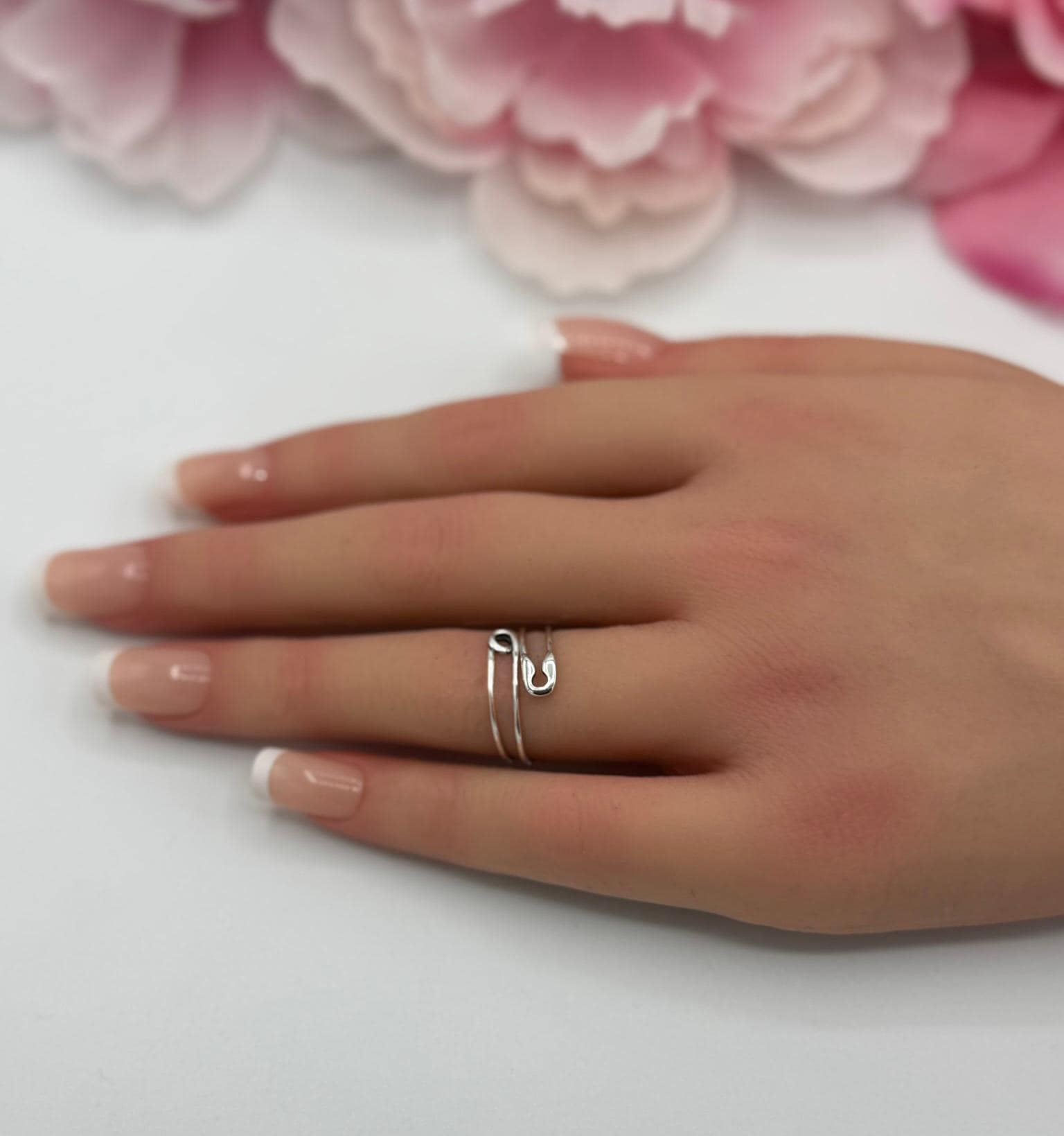 Sterling Silver Safety Pin Ring, Oxidized Thumb Ring - Etsy