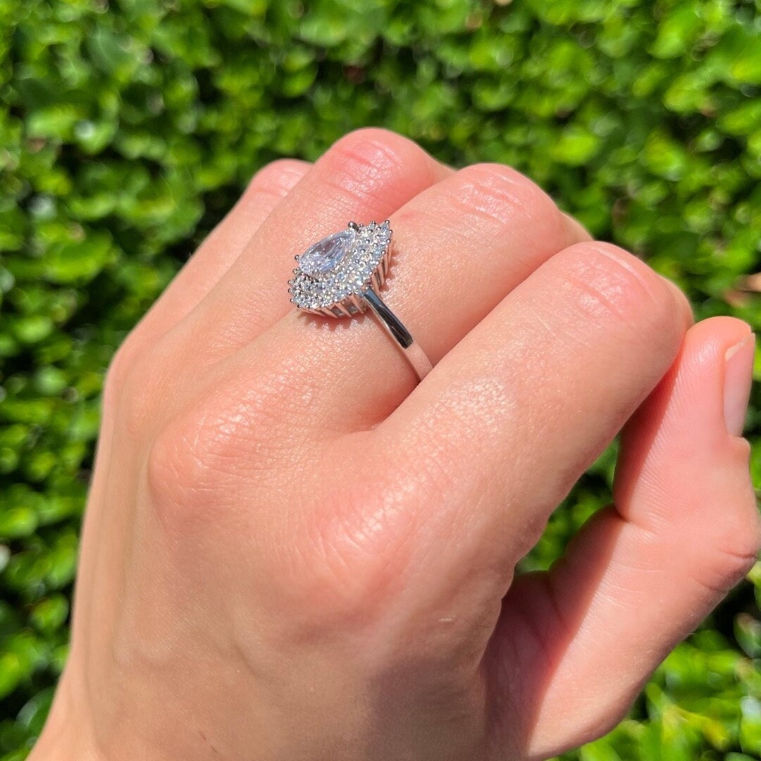 Teardrop Pear 1.25CT Bridal Ring Engagement Wedding Band Teardrop Pear ...