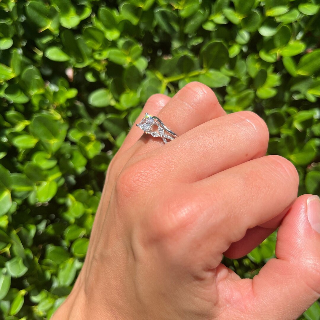 Two Piece Art Deco Princess Cut 1.24CT Ring Silver Band - Etsy