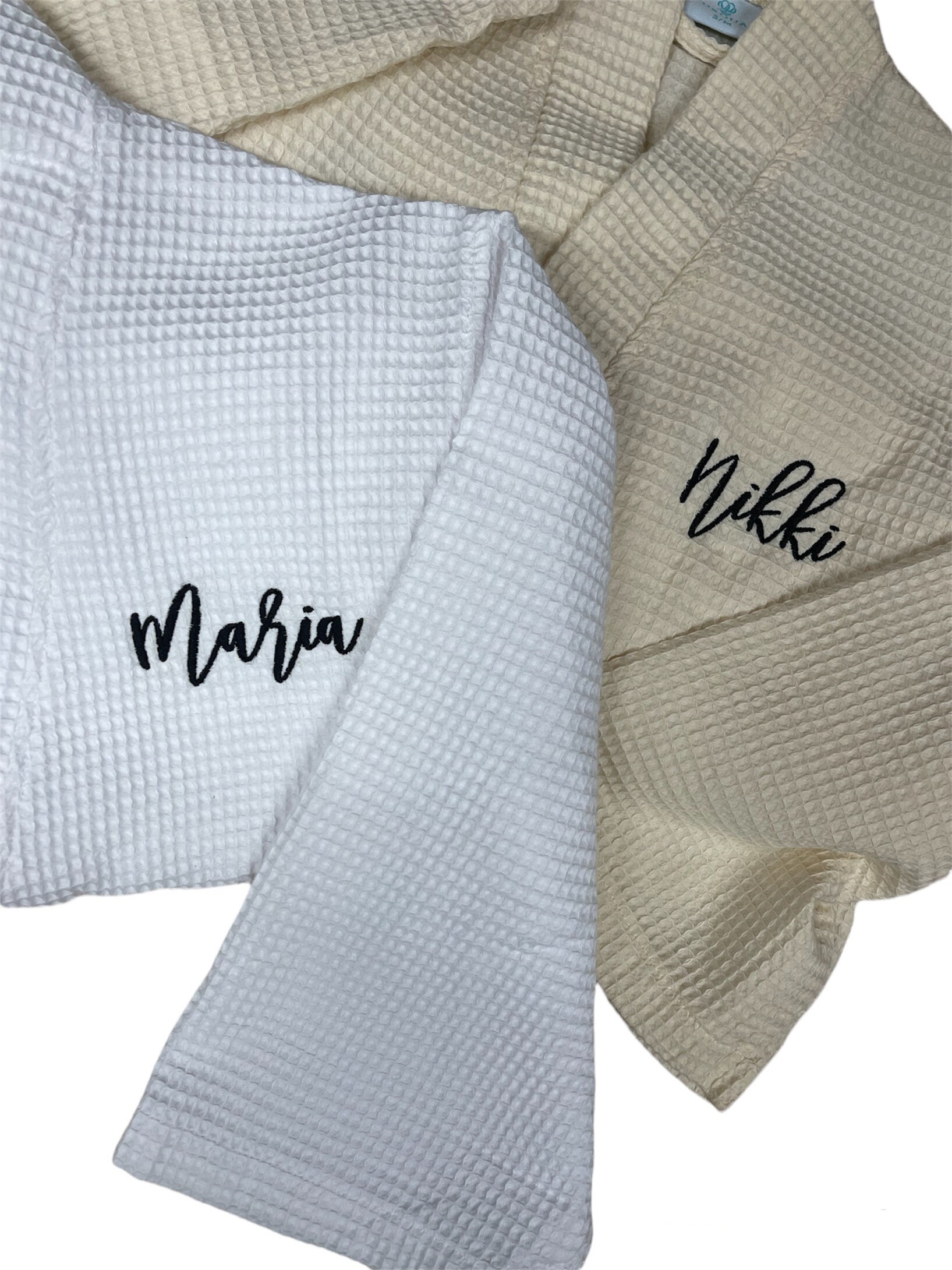 Monogrammed Waffle Robe | Long Cotton Blend Spa Robe, Bridesmaid Gift ...