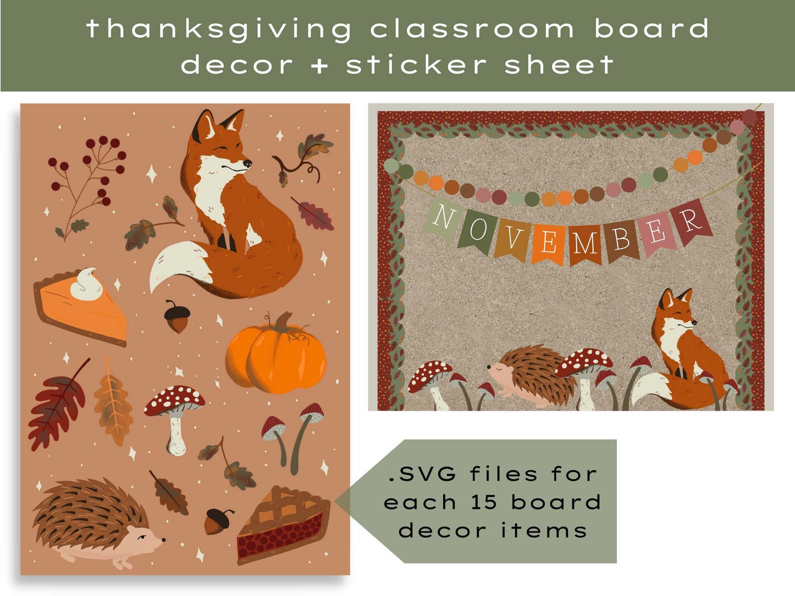 Thanksgiving Cottagecore Classroom Board Decor Thanksgiving - Etsy