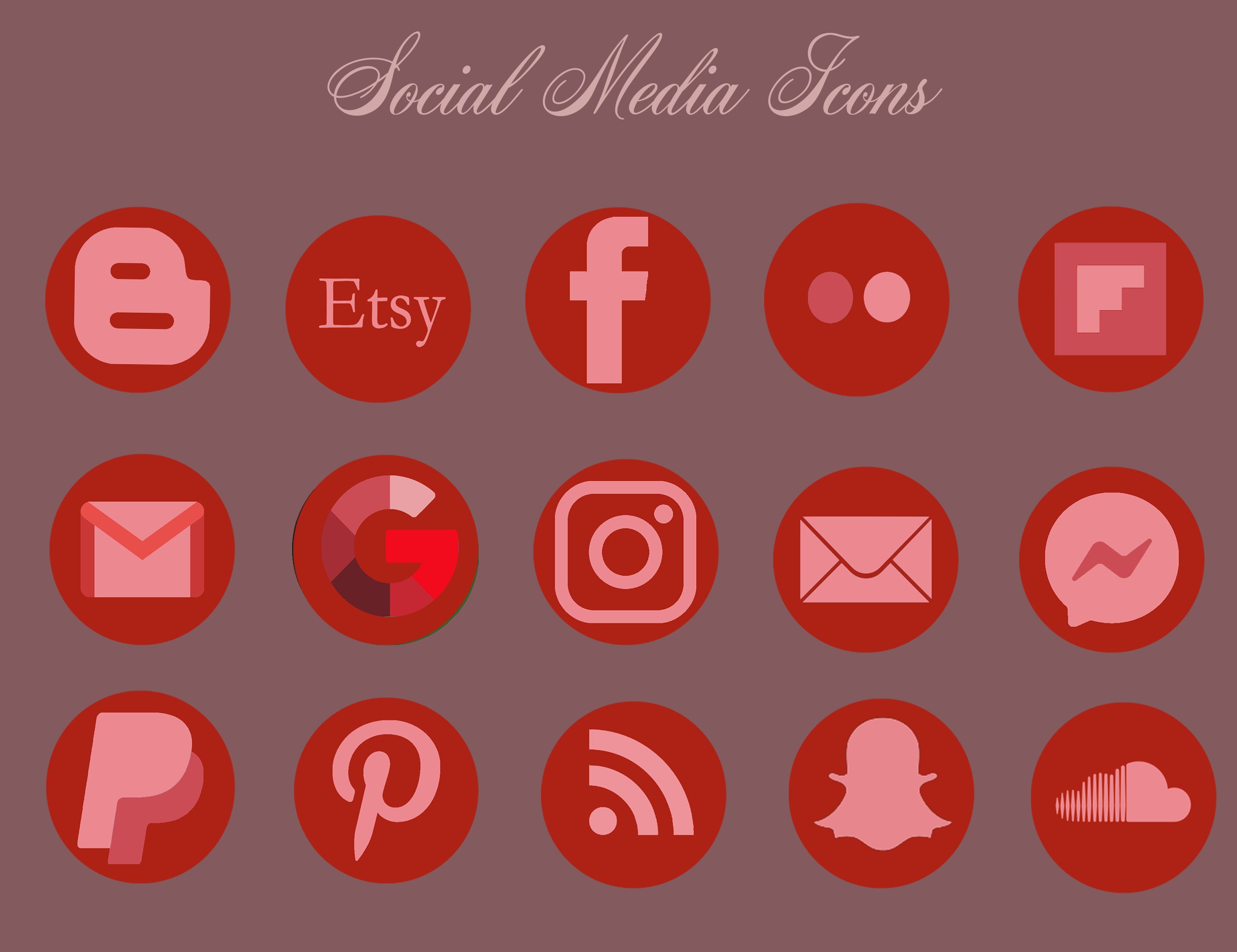 23 Red Pink Social Media Icons | Website Social Media Icon | Social ...