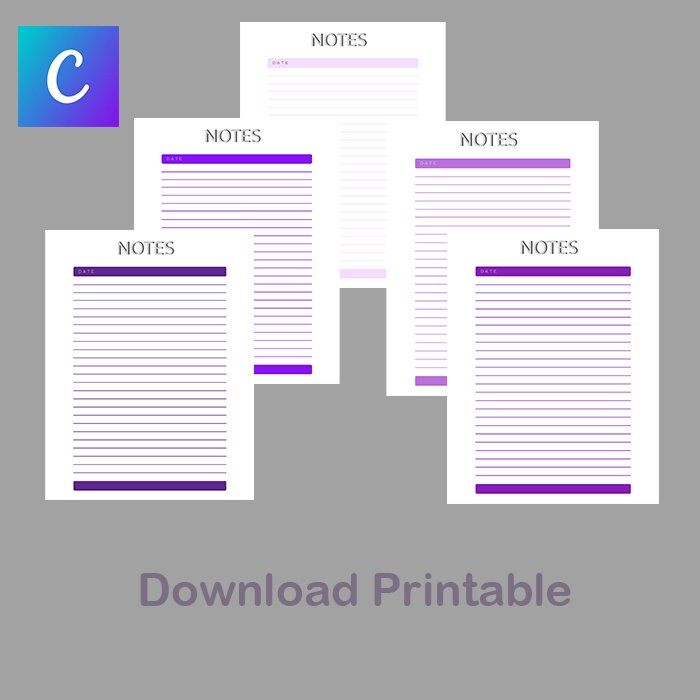 Notes Page Printable, Printable Notes Page, Notes Pad, Bundle Note ...