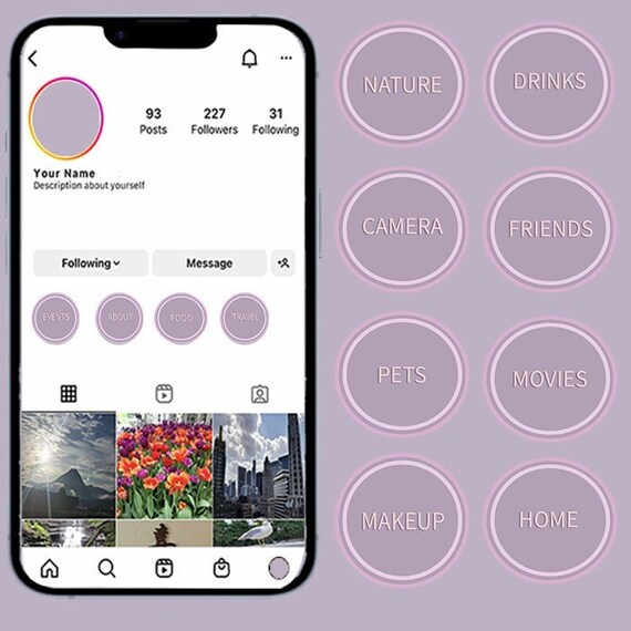 30 Purple Instagram Highlight Covers Social Media Covers - Etsy