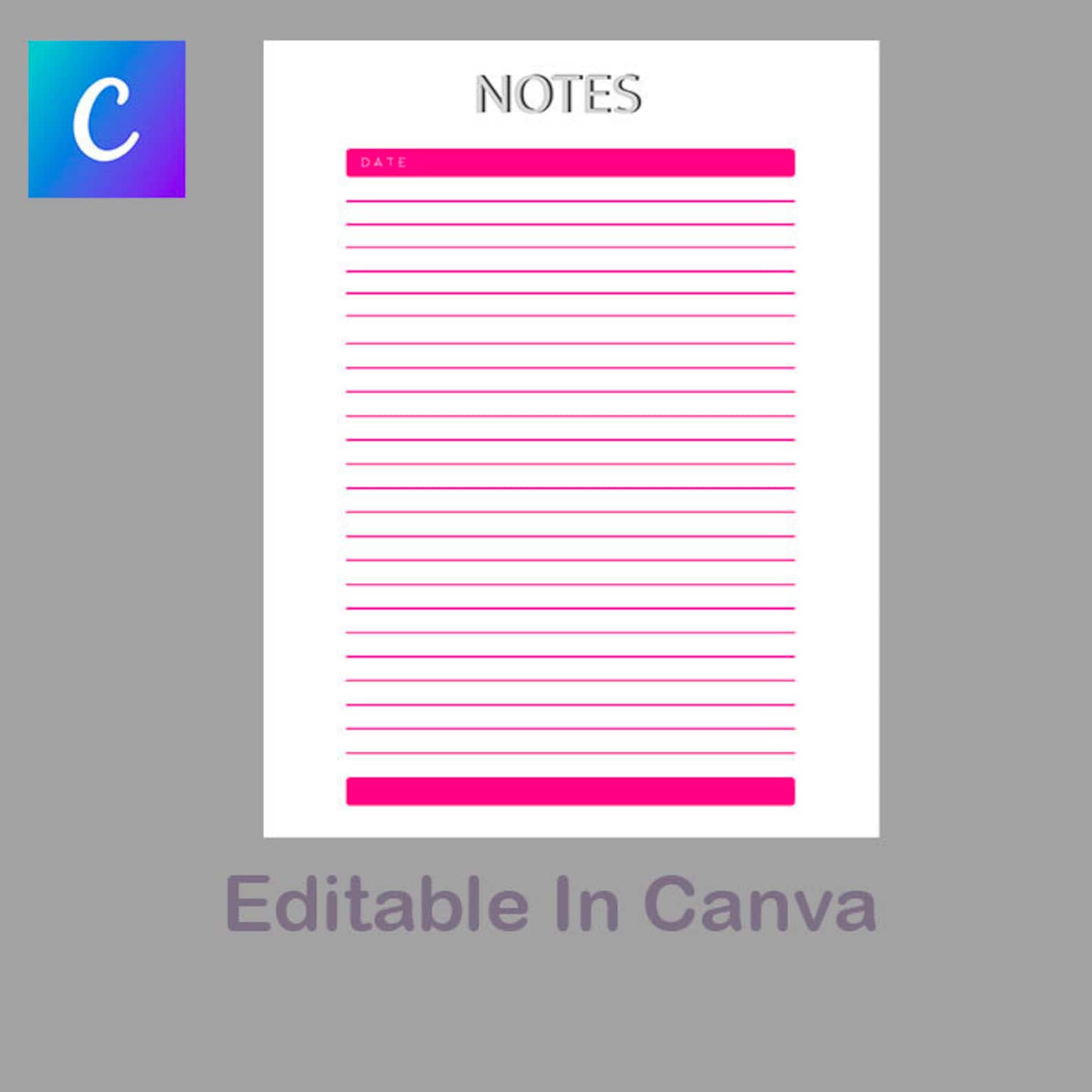 Notes Page Printable, Printable Notes Page, Notes Pad, Bundle Note ...