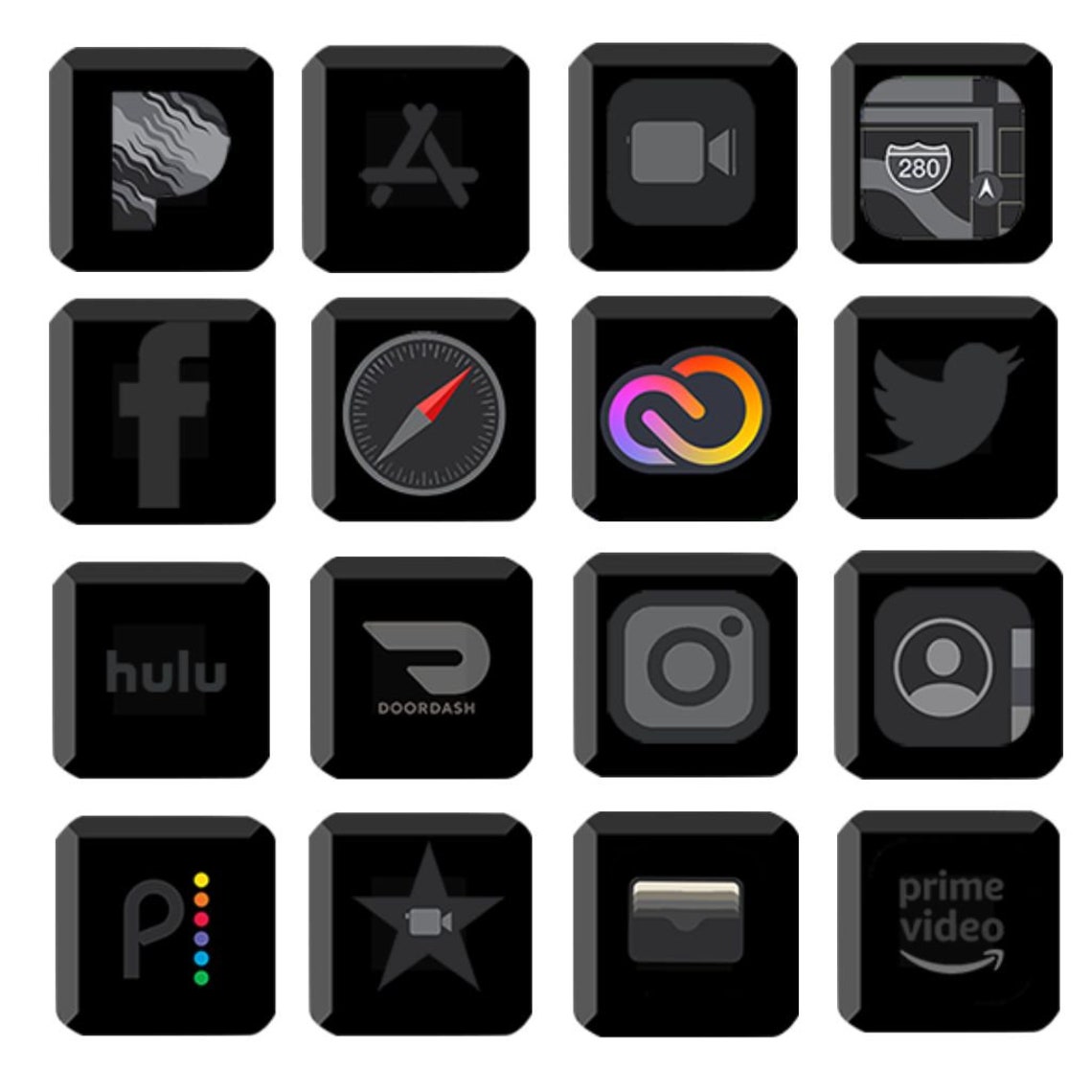 3D Black Bevel With Gray App Icons | 135 Icons | 4 Different Sizes for ...
