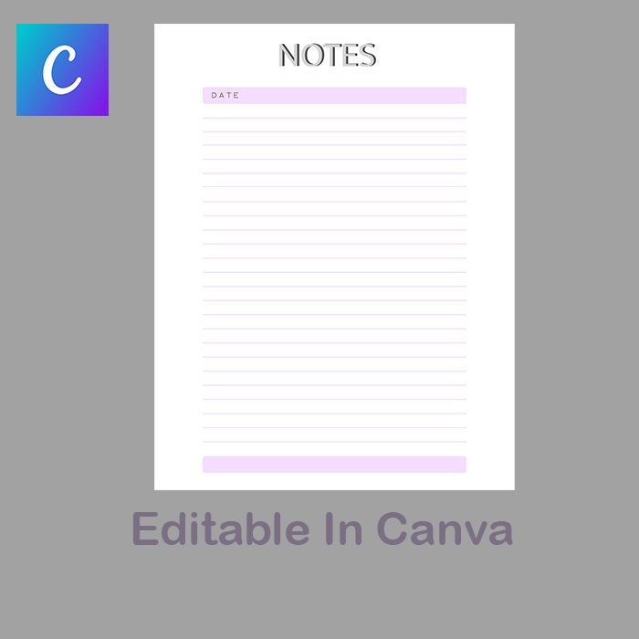 Notes Page Printable, Printable Notes Page, Notes Pad, Bundle Note ...