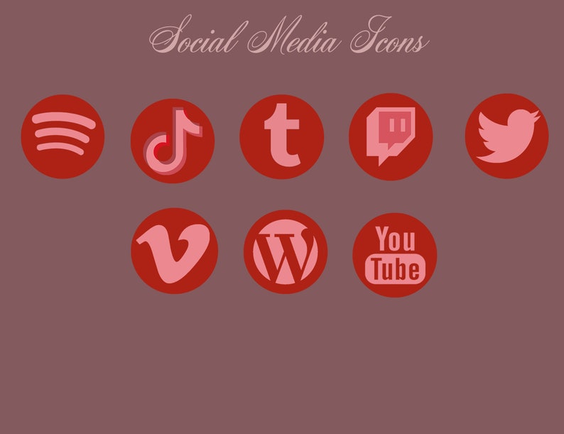 23 Red Pink Social Media Icons | Website Social Media Icon | Social ...